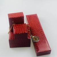 China Red Crocodile Soft Insert Paper Gift Packaging Box Wrist Jewelry Ring Earring Bangle Display for sale