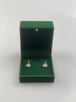China Green Sqaure Velvet Earring Box Shining LED Light For Jewelry Packaging Display Valentine Wedding for sale