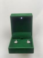China Green Sqaure Velvet Earring Box Shining LED Light For Jewelry Packaging Display Valentine Wedding for sale
