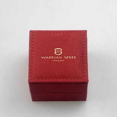 China Square Velvet Earring Box Wine Red Suede Gold Foil Custom Logo Printed Jewelry Packaging for sale