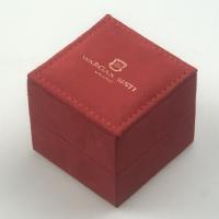 China Square Velvet Earring Box Wine Red Suede Gold Foil Custom Logo Printed Jewelry Packaging for sale