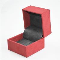 China Red Blue Color Suede Jewelry Box Custom Designed For Ring With Foil Stamping Logo for sale