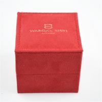 China Red Blue Color Suede Jewelry Box Custom Designed For Ring With Foil Stamping Logo for sale