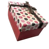 China OEM Paper Gift Hat Box Ribbon Polka Dot Decoration Without Insert for sale