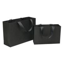 China Silk Ribbons Recycled Paper Gift Bags Black Card Eco Friendly For Clothes Shopping for sale