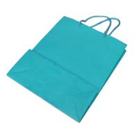 China Printed Blue Paper Bag Single Color Foil Stamping Logo Small Middle Large Hand Tie Rope Handle Jewelry Gift Packaging for sale