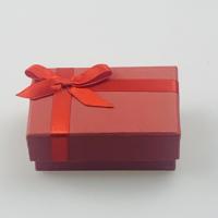 China Rectangle Red Paper Gift Packaging Box With Ribbon Foam Insert For Candy Jewelry for sale