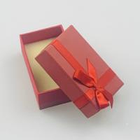 China Rectangle Red Paper Gift Packaging Box With Ribbon Foam Insert For Candy Jewelry for sale