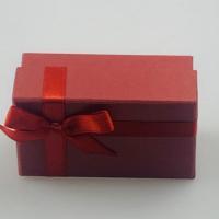 China Rectangle Red Paper Gift Packaging Box With Ribbon Foam Insert For Candy Jewelry for sale