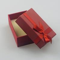 China Rectangle Red Paper Gift Packaging Box With Ribbon Foam Insert For Candy Jewelry for sale