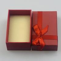 China Rectangle Red Paper Gift Packaging Box With Ribbon Foam Insert For Candy Jewelry for sale