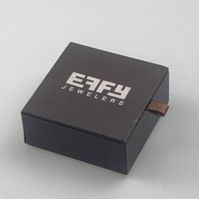 China Retro Paper Ring Box Brown Square Velvet Insert Cardboard Jewelry Box for sale