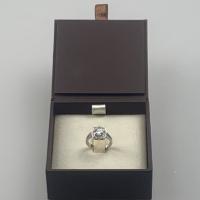 China Retro Paper Ring Box Brown Square Velvet Insert Cardboard Jewelry Box for sale