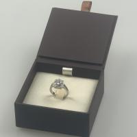 China Retro Paper Ring Box Brown Square Velvet Insert Cardboard Jewelry Box for sale