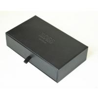 China Drawer Perfume Box Black Embossing LOGO With  Cloth Insert Gift Paper Box for sale