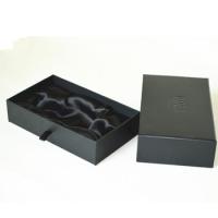 China Drawer Perfume Box Black Embossing LOGO With  Cloth Insert Gift Paper Box for sale