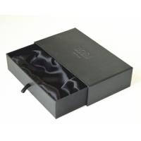 China Drawer Perfume Box Black Embossing LOGO With  Cloth Insert Gift Paper Box for sale