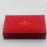 China Velvet Jewelry Box Rectangle MDF Red Suede Gold Foil Gray Velvet Insert Nacklace Bracelet Jewelry Packaging for sale