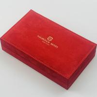 China Velvet Jewelry Box Rectangle MDF Red Suede Gold Foil Gray Velvet Insert Nacklace Bracelet Jewelry Packaging for sale