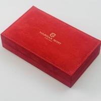 China Velvet Jewelry Box Rectangle MDF Red Suede Gold Foil Gray Velvet Insert Nacklace Bracelet Jewelry Packaging for sale