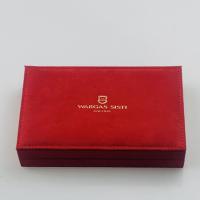 China Velvet Jewelry Box Rectangle MDF Red Suede Gold Foil Gray Velvet Insert Nacklace Bracelet Jewelry Packaging for sale