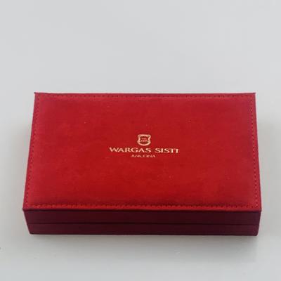 China Velvet Jewelry Box Rectangle MDF Red Suede Gold Foil Gray Velvet Insert Nacklace Bracelet Jewelry Packaging for sale