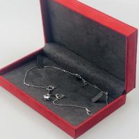 China Velvet Jewelry Box Rectangle MDF Red Suede Gold Foil Gray Velvet Insert Nacklace Bracelet Jewelry Packaging for sale