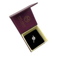 China Purple Jewelry Paper Gift  Box Gold Foil Logo With Black Velvet Insert Ring Box for sale