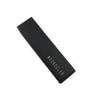 China Black Coated Paper Gift Hat Box With Raffia Insert Silver Foil Logo Pendant Box for sale