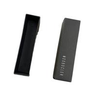 China Black Coated Paper Gift Hat Box With Raffia Insert Silver Foil Logo Pendant Box for sale