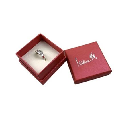 China Hat Paper Box Jewelry Gift Box With Silver Foil Logo  Velvet Insert Ring Packaging for sale