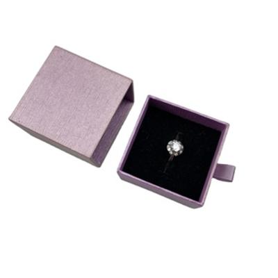 China Purple Specialty Paper Jewelry Gift Drawer Box With Velvet Insert Ring Box for sale