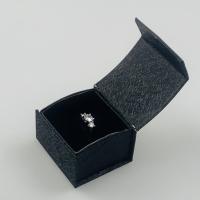China Paper Ring Box  Cube Gray Special Paper Hat box Black Velvet Insert For Ring Jewelry Packaging for sale