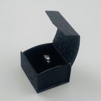 China Paper Ring Box  Cube Gray Special Paper Hat box Black Velvet Insert For Ring Jewelry Packaging for sale
