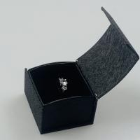 China Paper Ring Box  Cube Gray Special Paper Hat box Black Velvet Insert For Ring Jewelry Packaging for sale