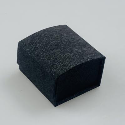 China Paper Ring Box  Cube Gray Special Paper Hat box Black Velvet Insert For Ring Jewelry Packaging for sale