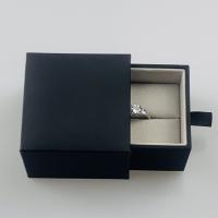 China Matte Black Special Paper Drawer Jewelry Box Soft Velvet Insert For Earring Ring Packaging for sale