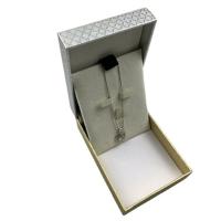 China Pendant Paper Jewelry Gift Boxes Silver Gold Cardboard With Velvet Insert for sale
