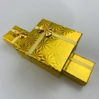 China Ribbon Bow Shinning Golden Paper Packaging Box For Wedding Birthday Valentine Gift for sale