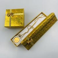 China Ribbon Bow Shinning Golden Paper Packaging Box For Wedding Birthday Valentine Gift for sale