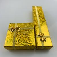 China Ribbon Bow Shinning Golden Paper Packaging Box For Wedding Birthday Valentine Gift for sale
