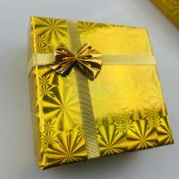 China Ribbon Bow Shinning Golden Paper Packaging Box For Wedding Birthday Valentine Gift for sale