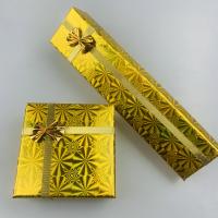 China Ribbon Bow Shinning Golden Paper Packaging Box For Wedding Birthday Valentine Gift for sale