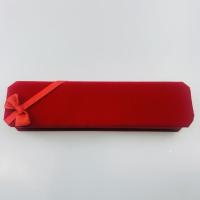 China Rectangle Red Fabric Bow Velvet Jewelry Boxes For Wedding Birthday Souvenir Gift Packaging for sale