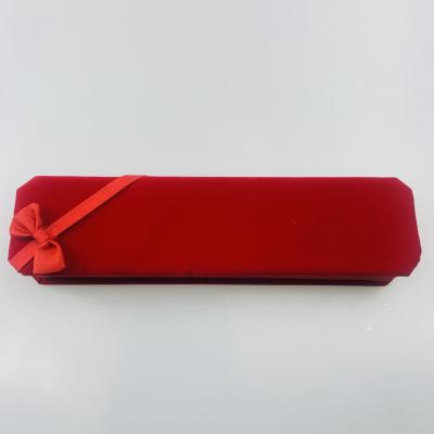 China Rectangle Red Fabric Bow Velvet Jewelry Boxes For Wedding Birthday Souvenir Gift Packaging for sale