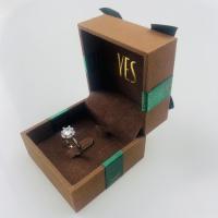 China Brown Gold Foil Paper Jewelry Gift Boxes With Ribbon Bow Velvet Insert Valentine for sale