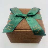China Brown Gold Foil Paper Jewelry Gift Boxes With Ribbon Bow Velvet Insert Valentine for sale