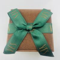 China Brown Gold Foil Paper Jewelry Gift Boxes With Ribbon Bow Velvet Insert Valentine for sale