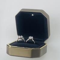 China Luxury Paper Jewellery Packaging Boxes Special Square Led Light Golden PU Leather With Soft Velvet Insert for sale