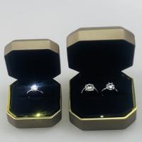 China Luxury Paper Jewellery Packaging Boxes Special Square Led Light Golden PU Leather With Soft Velvet Insert for sale